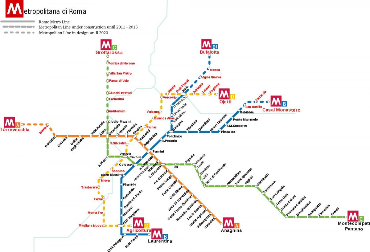 Italy subway map - Rome subway system map (Lazio - Italy)